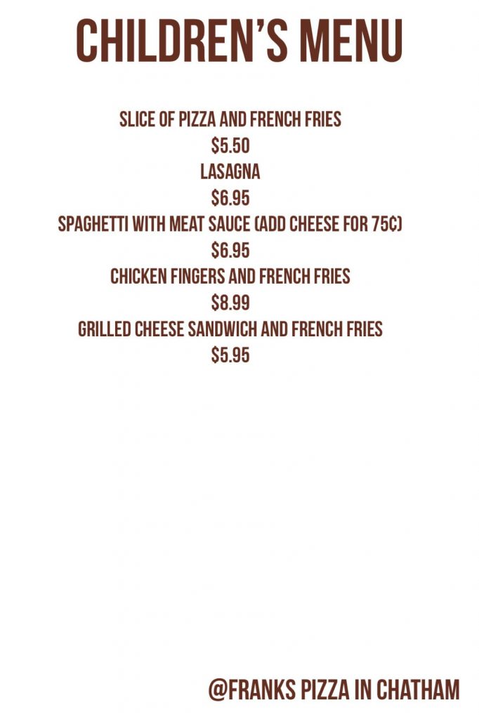 Menu - Frank's Pizza